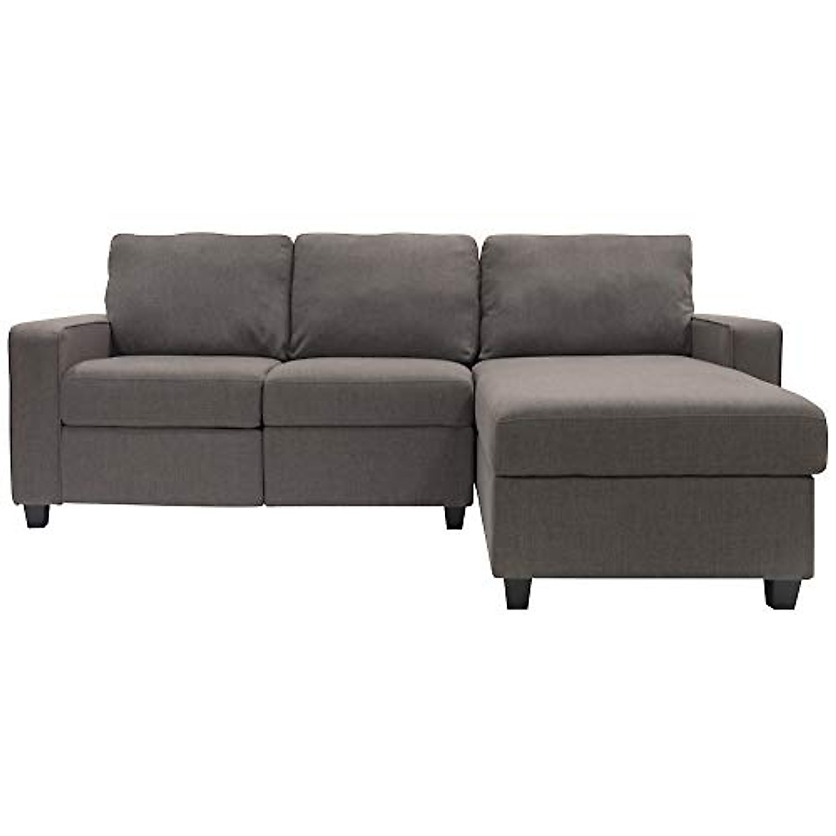 Serta Palisades Reclining Sectional Sofa with Right Storage Chaise, Small Couch with Built-In Storage, Low-Maintenance & Family-Friendly Fabric, Gray