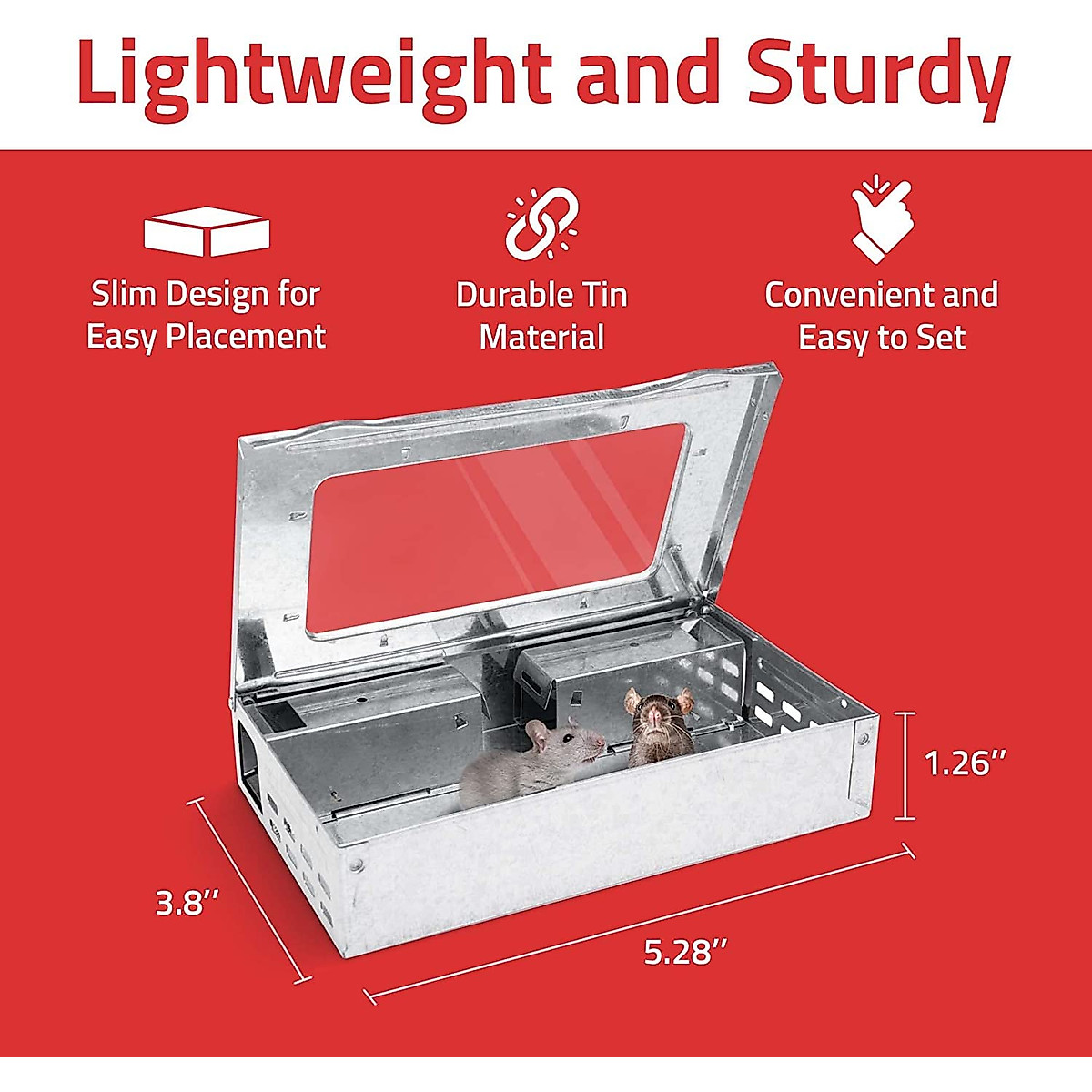 Mouse Trap Multi-Catch and Release Humane with See-Through Window Lid, Non-Lethal Mouse Traps for Indoor and Outdoor Use, Catches Up to 30 Mice, (12 Pack)