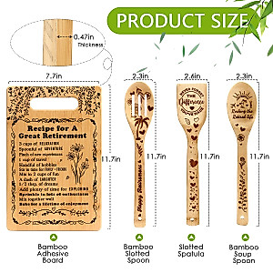 Retirement Gifts for Women Happy Retirement Cutting Boards Gift with Utensil Set Gifts Leaving Gifts for Female Coworker Teachers Nurses Boss Mom Grandma Friends Retirees Kitchen Cutting Boards C006