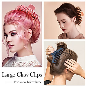 Beauty.H.C Large Hair Claw Clips for Women, 6 Pack - Nonslip Neutral Clips for Thick, Long, Thin, Curly Hair, Trendy Aesthetic Accessories - Waterproof for Facial Cleaning, Showering, Makeup