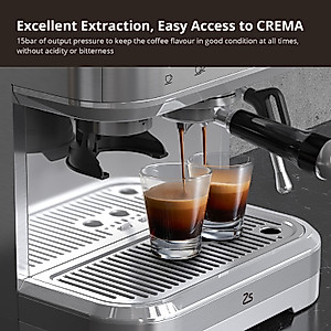 Garvee Espresso Machine with Milk Frother, All in One Cappuccino Latte Coffee Maker for Home Barista, Built-In Bean Grinder, 85oz Removable Water Tank, Gifts for Dad, Mom, Coffee Lover