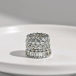 DIAMONBLISS Round Cut Eternity Ring For Women | Rhodium Plated 925 Sterling Silver Infinity Band |2.5-Carats Cubic Zirconia CZ Simulated Diamond, Size 8