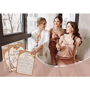 Find The Guest Bingo Bridal Shower Games,Rustic Orange Flower Bridal Shower Game Cards,Bridal Shower Games 30 Guests,Bachelorette Party Games,Wedding Games,Engagement Party Game,Shower Decoration(1)