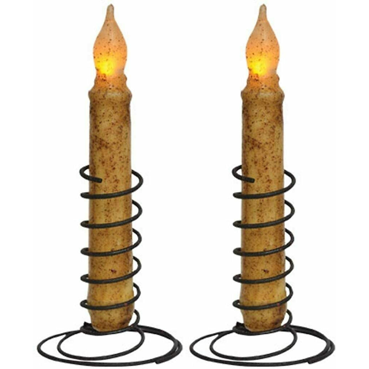 Two Black Wire Spiral Taper Candle Holders Primitive Design Reproduction Springs Home and Garden