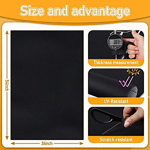 ZAIONE Marine Vinyl Upholstery Leather: Black Faux Leather by The Yard 54"x36" Thick Marine Grade Vinyl Leather for Upholstery Boat Car Sofa Outdoor