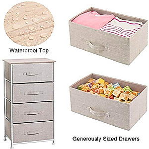 VUE Upgrade Dresser with 4 Drawers, Organizer Tall Fabric Storage Tower with Dust-Proof Pad for Bedroom,Hallway,Living Room,Closet,College Dorm - Sturdy Steel Frame,Wood Top,Easy Pull Fabric Bins