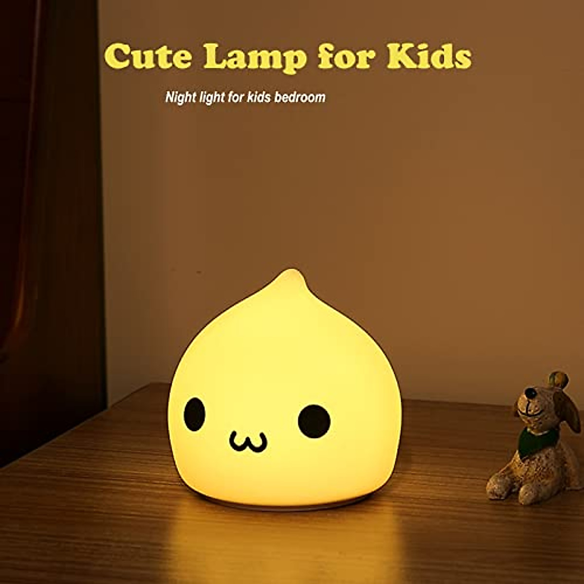 Night Light for Kids, Cute Lamp Dumpling Light Birthday Gifts for Girls Boys, Kawaii Waterdrop Nightlight Silicone Portable Nursery Battery Powered Animal Night Lights for Baby Toddler Teen Bedrooms