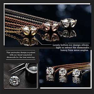 Raneecoco STUNNING FLAME 18K White Gold Plated Sterling Silver Cubic Zirconia Necklace for Women | 1 ct Simulated Diamond | Round CZ Solitaire Dainty Pendant Necklace, 40+5cm Chain