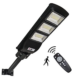 MOS LUMD Solar Street Lights Outdoor,180LEDs 9000 Lumens Solar Powered Dusk to Dawn Outdoor Lights with Motion Sensor, IP65 Waterproof Led Flood Light for Yard, Garden, Street, Parking lot