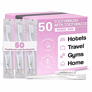 Diversified Hospitality Bulk Disposable Hotel Toothbrush with Toothpaste Dental Kit | Individually Wrapped for Hotels & Vacation Rentals | Case of 50
