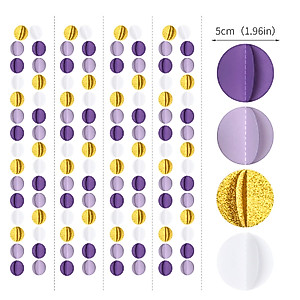 Purple-Lavender White-Gold Party-Decorations Paper Garland - 39ft 3D Graduation Hanging Streamers Banner,Birthday Wedding Anniversary Baby Shower Bachelorette Valentine Day Backdrop Decor Burgleda