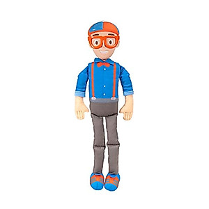Blippi BLP0013 Bendable Plush Doll, 16” Tall Featuring SFX-Squeeze The Belly to Hear Classic catchphrases-Fun, Educational Toys for Babies, Toddlers, and Young Kids