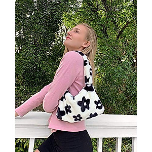 YFGBCX Plush Underarm Bag, Ladies Fluffy Shoulder Bag, Women Y2K Furry Purse Fluffy Tote Bag for Autumn and Winter