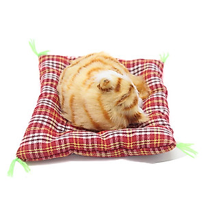 Coolayoung 2Pcs Sleeping Cat on Pad Doll Toy, Cute Mini Kitten on Pad with Meows Sounds Decor Hand Toy Gift for Kids Boys Girls