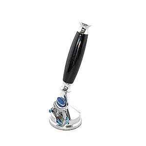 G.B.S Men's 5 Blade Razor - Men's Shaving Razor W/Cone Razor Stand. Sleek Handle Compatible With 5 Blades Razor Blades Compatible- Provides Clean And Close Shave. Heavy Duty Cone Stand Polished Steel.