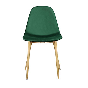 Set of 4 Mid Century Modern Side Dining Chairs for Kitchen Velvet Upholstered Dining Chair with Metal Legs (Dark Green)