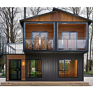 20FT x4 Double Story House 2024 Tiny House, Foldable Tiny Home with Water and Electricity Discharge Pipe Prefab Space 40 FT Tiny House to Live in Modular Homes Container House Mobile House