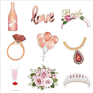 Aefavorite Bridal Shower Photo Booth Props - Rose Gold Bride to Be Photo Booth Props with Sticks for Girls Women,Wedding Engagement Party Decorations Supplies Favors