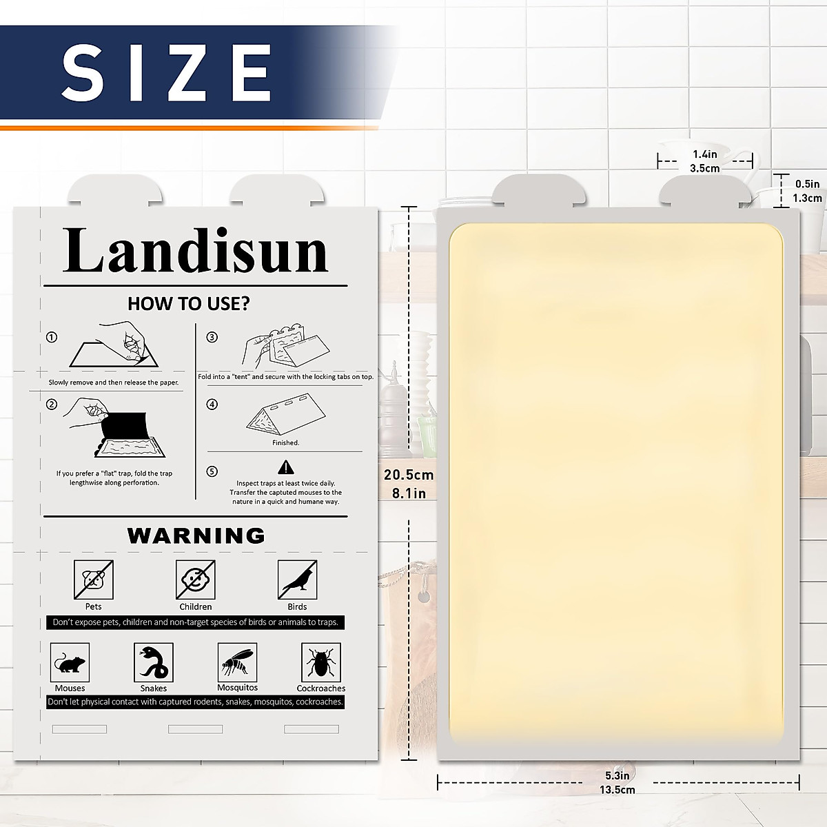 Landisun mouses Traps pests Traps Insect Traps Sticky Glue Traps Bug Traps Mosquitos Traps Adhesive Non-Toxic Traps(12pack)