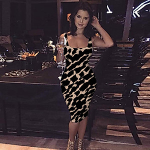 Padaleks Women's Summer Sexy Basic Sleeveless Tank Top Bodycon Dress Party Club Mini Dresses Knee Length