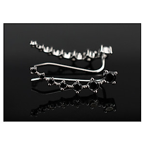 CZ Stud Earrings 925 Sterling Silver 18K Gold Plated Round Cubic Zirconia Hypoallergenic Set (7xing) (Black)