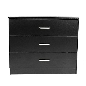MAXCBD Nightstand Bedside Table Drawer Cabinet Chest of Drawers 3 Drawers Dresser Bedroom Nightstand Storage Cabinet Black 3 Drawer Dresser Storage Tower Dresser