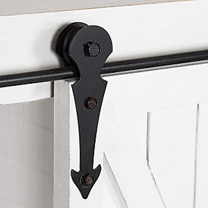 Kate and Laurel Cates Decorative Farmhouse Cabinet Wall Organizer with Sliding Barn Door and 3 Knobs, 18 x 8 x 20, White, Shabby-Chic Farmhouse-Inspired Mail and Key Holder for Wall