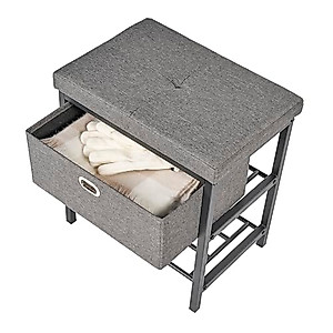 neatfreak Storage Bench Seat with Drawer - Single Seat Entryway Bench with Shoe Storage Rack - Home Decor Storage Stool Perfect for Mudroom, Foyer or Foot Rest - 13 x 18 x 19 inch