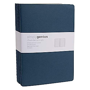 Simply Genius A5 Notebooks for Work, Travel, Business, School & More - College Ruled Notebook - Softcover Journals for Women & Men - Lined Note Books with 92 pages, 5.5" x 8.3" (Navy, 6 pack)