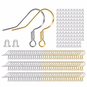 925 Sterling Mixed Earring Hooks 120 PCS/60 Pairs Hypoallergenic Ear Wires Fish Hooks for Jewelry Making, Jewelry Findings Parts with 120 PCS Rubber Earring Backs Stopper for DIY Earrings