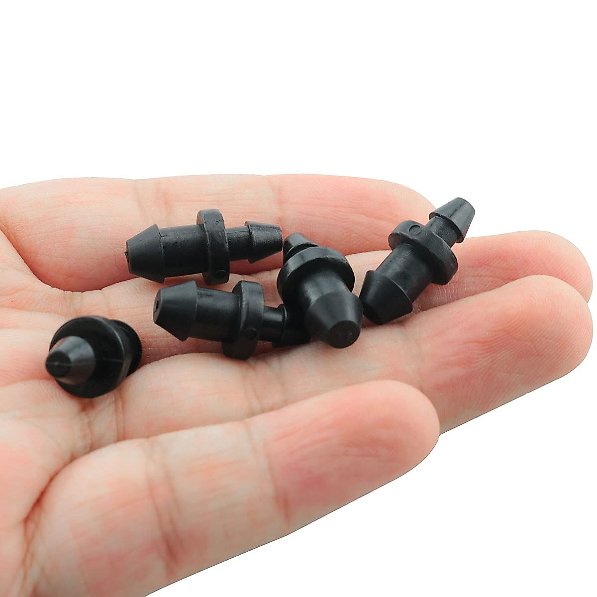 Ruiwaer 50pcs 1/4" Drip Tubing End Plugs for Home Garden Sprinkler Systems Drip Fitting, Double Barbed Goof Plugs for Drip Irrigation Drip Line Plug