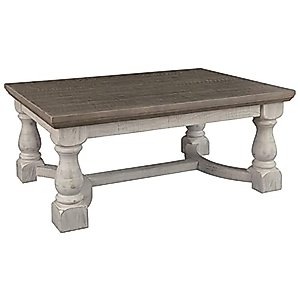 Signature Design by Ashley Havalance Farmhouse Rectangular Coffee Table, Gray & White with Weathered Finish