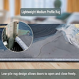 Washable Round Rugs 2' x 2' Round Area Rug, Abstract Painting Fluid Art Non Slip Circle Rugs Low-Pile Floor Carpet, Abstract Twirl Printed Doormat Soft Area Rug for Living Room Dinning Room Bedroom