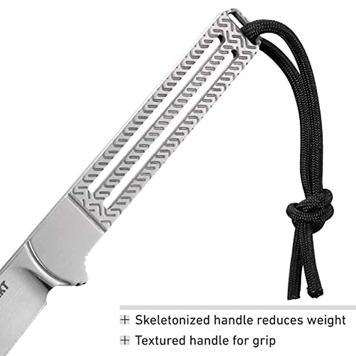 CRKT Testy Fixed Blade Knife with Sheath: Lightweight Everyday Carry, Textured Stainless Steel Handle, Glass Reinforced Nylon Sheath 7524,Silver