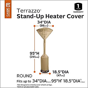 Classic Accessories Terrazzo Water-Resistant 34 Inch Round Stand-Up Patio Heater Cover, Patio Furniture Covers