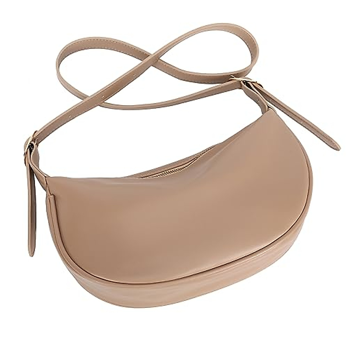Small Crossbody Bags for Women, Crescent Bag Trendy Shoulder Bag Everyday Dumpling Bag Half Moon Purse for School Casual Travel - Vegan Leather Khaki