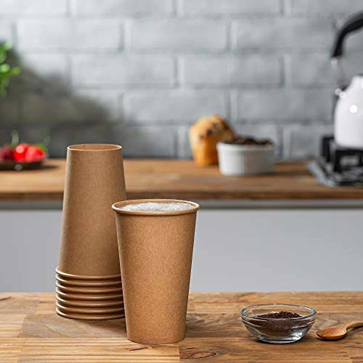 Comfy Package [200 Count - 16 oz.] Kraft Paper Hot Coffee Cups- Unbleached