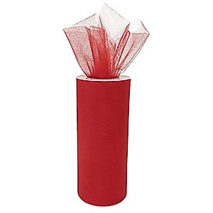 Just Artifacts Decorative Tulle Fabric Roll 6-Inch x 25-Yards (Color, Red)
