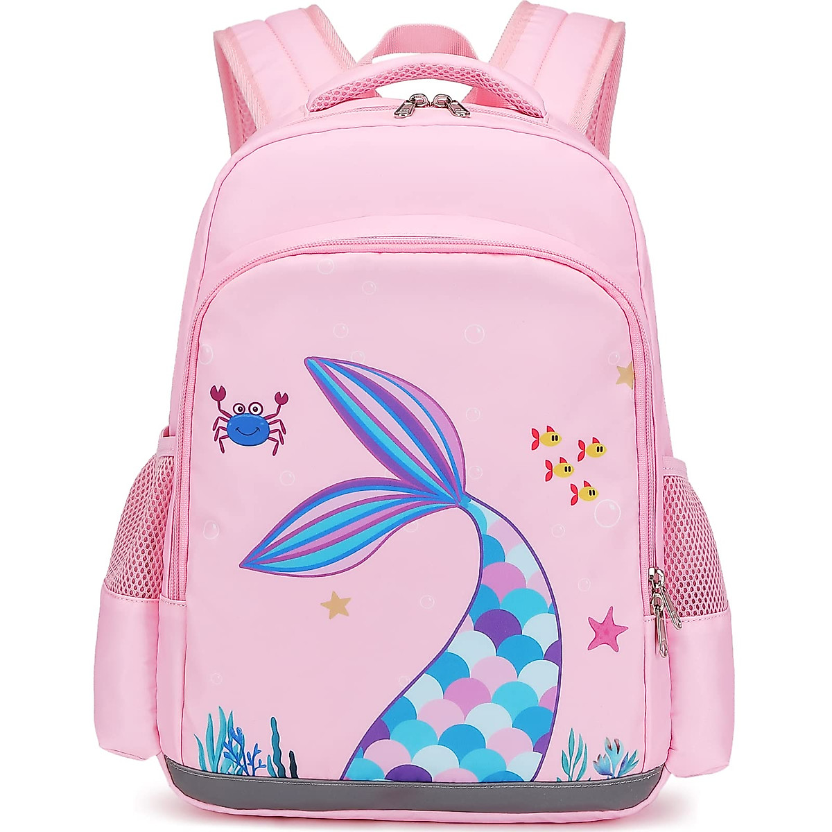 Backpack for Girls Kids Backpack with Lunch Box Mermaid Preschool Kindergarten Back Pack Bookbags with Chest Strap