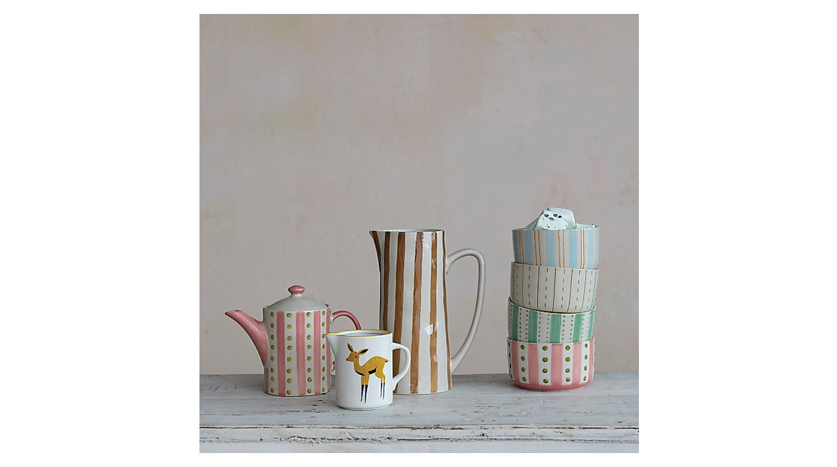 Creative Co-Op Multicolor Hand-Painted Pitcher