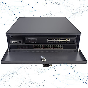 ThePoEstore 18in X 18in X 5in NVR/DVR Lock Box，Black 16 Gauge Heavy Duty Steel With Fan NVR Network Locking Box，Safety Lock Box For CCTV Balun