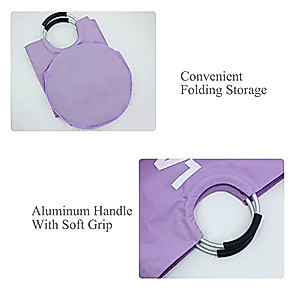 Mziart 82L Large Collapsible Laundry Basket with Padded Handles, Heavy Duty Oxford Fabric Laundry Hamper Tall Laundry Bag Foldable Laundry Bin Storage Organizer for Nursery Bedroom College Dorm-Purple