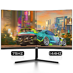 MTG 24-inch Curved Gaming Monitor - Full HD 1080P, Frameless Design, Low Motion Blur, VESA Mount, HDMI/DP/Audio/USB Ports, with RGB Keyboard and Mouse Combo for Home and Office