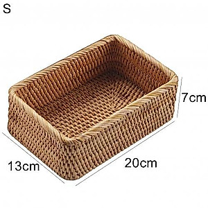 YYSS, Wicker Storage Basket Jewelry Rattan Stackable Sundries Key Magazine-Cosmetics Organizer Box Container (S)