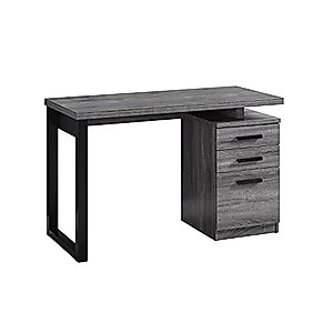 Monarch Specialties Laptop Table with Drawers for Home & Office-Contemporary Style Computer Desk, 48" L, Grey-Black Metal Leg