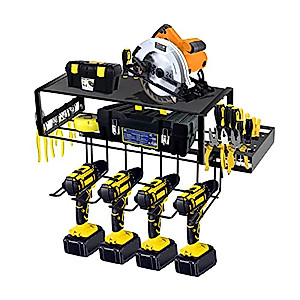 Power Tool Storage Organizer,Wall Mount Tool Holder Rack for Electric Drill,Heavy-Duty Tool Storage with Screwdriver Holder,Premium Garage Storage & Organization,Perfect Storage Gift for Men Husband