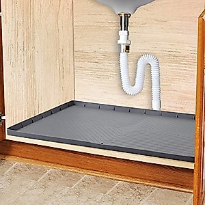 Optish Under Sink Mat, 34" x 22" Under Sink Mats for Kitchen Waterproof Flexible Silicone Undersink Mats for Bottom of Kitchen Sink Under Sink tray