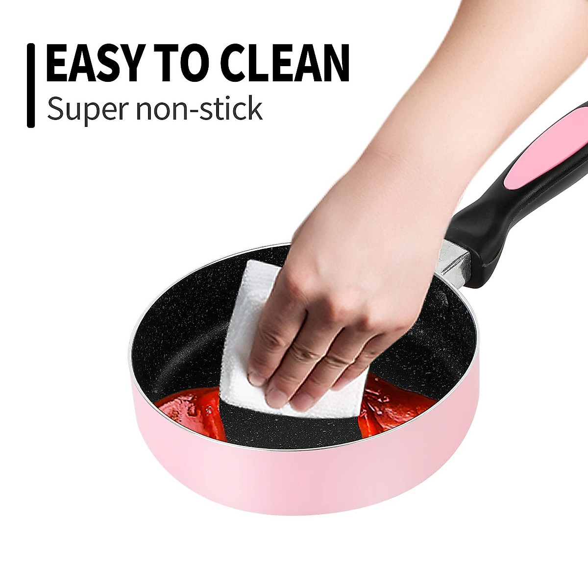 RATWIA Nonstick Frying Pan,Mini Egg and Omelet Pan-6 Inch, Induction Skillet Stone Coating Multipurpose Pan,PFOA Free,Pink