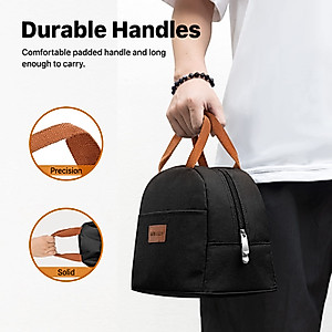 DANIA & DEAN Insulated Lunch Bag, Durable Freezable Lunch Box for Women/Men/Kids Double Zippers Wide Open Tote Bag Leakproof Thermal and Cooler Reusable Lunch Box for Office/School/Outdoor(Black)