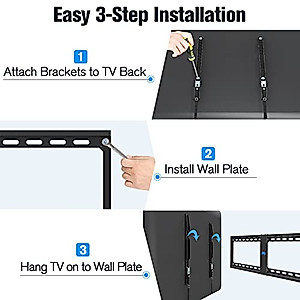 Mounting Dream Fixed TV Wall Mount, Low Profile Wall Mount TV Bracket for Most 42-70 Inch TVs, Flush TV Mount for Space Saving, Fits 16", 18'', 24", 32" Studs, Max VESA 800x400mm and 132lbs MD2361-32